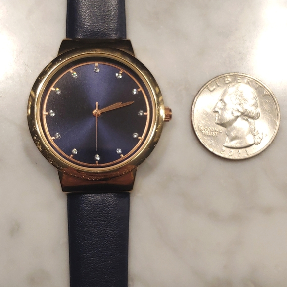 Accessories | Guc Navy Blue Gold Diamond Watch Navy Blue Band Navy Blue ...